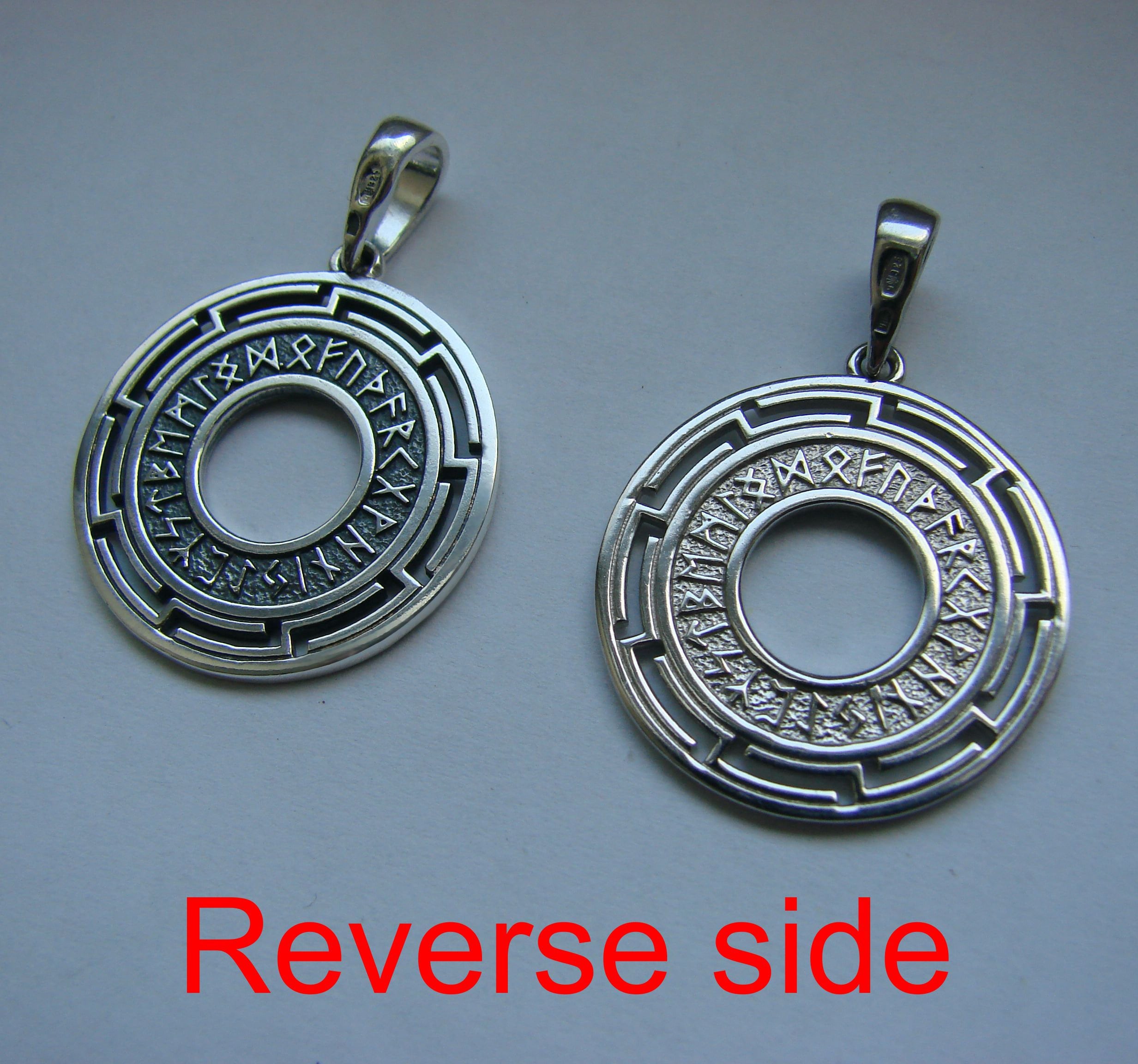 Viking Rune Wheel 925 Sterling Silver Pendant Heathen Runic - Etsy