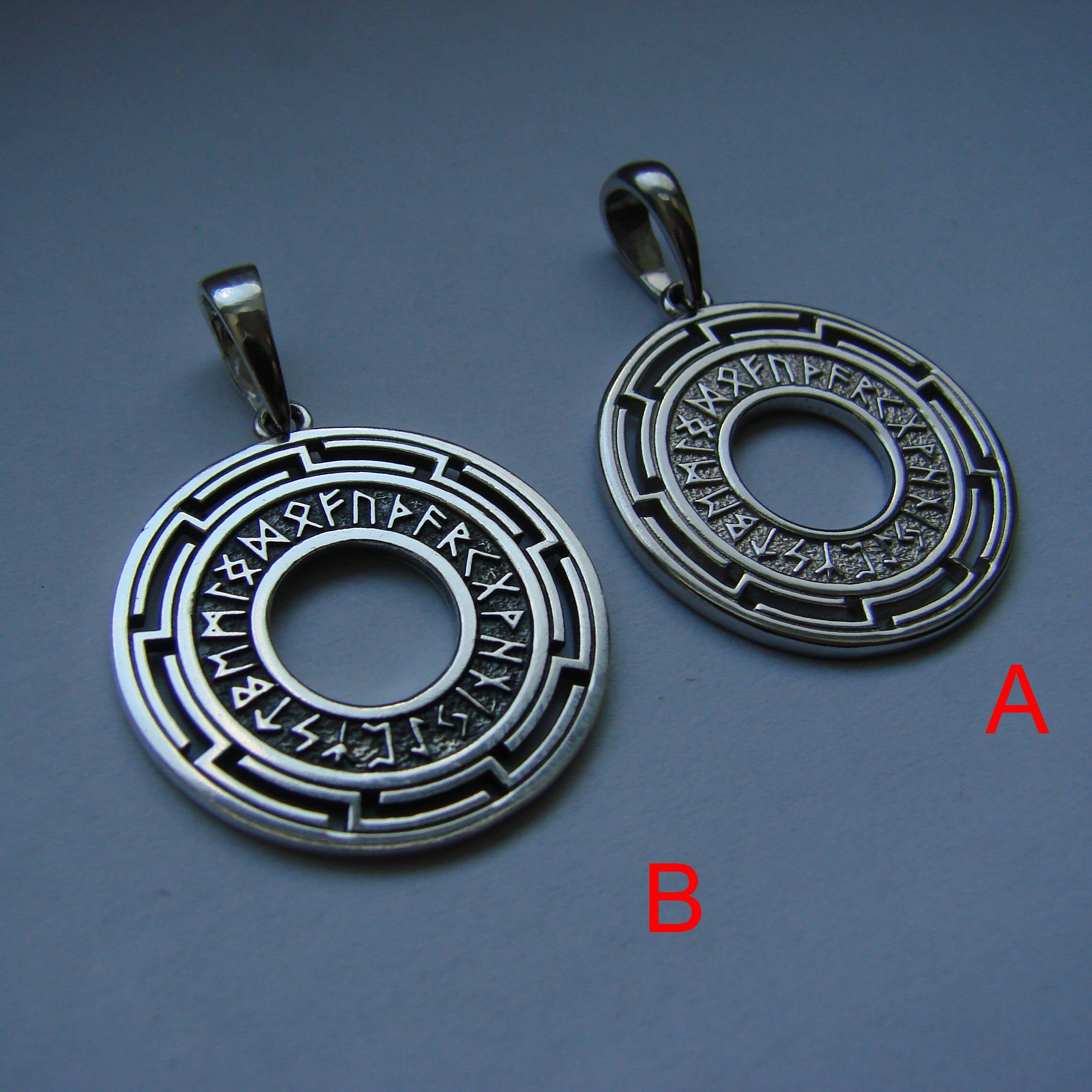 Viking Rune Wheel 925 sterling silver Pendant Heathen Runic | Etsy