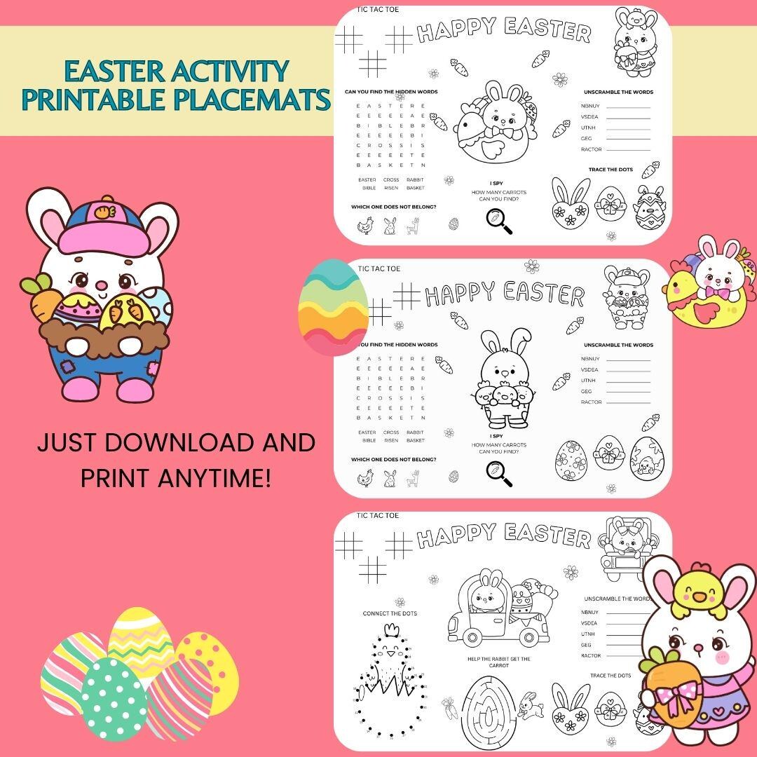 Easter Activity Placemat Easter Printable Activity Kids Easter ...
