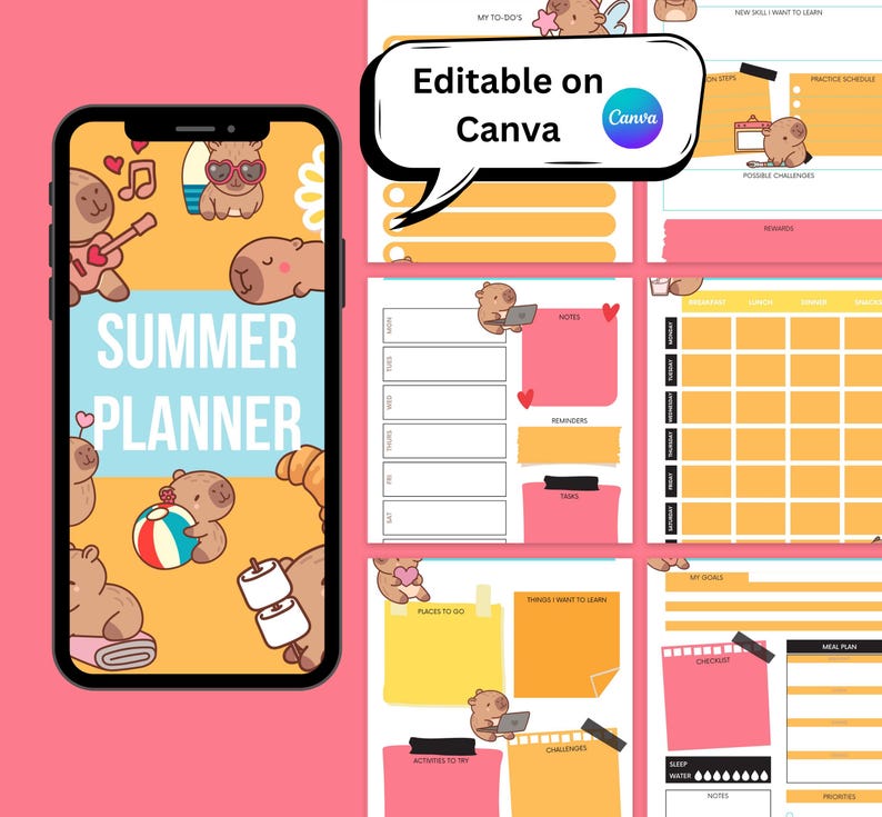 Planner SUMMER 2025 Printable Editable Bundle Made for Kids Summer ...