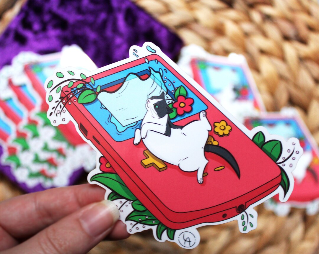 Transparent Sticker Gameboy Cat - Etsy