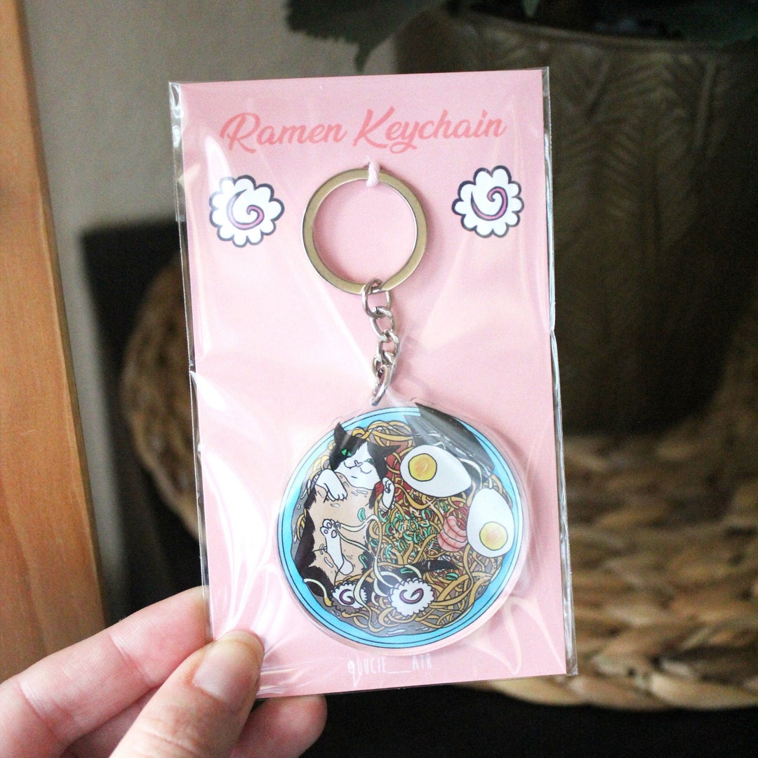 Keychain Ramen Cat / Acrylic Charm - Etsy