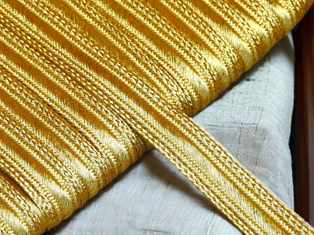 20mm Gold Ribbon Braid, Gold Metallic Thread Braid, Gold Embroidery ...
