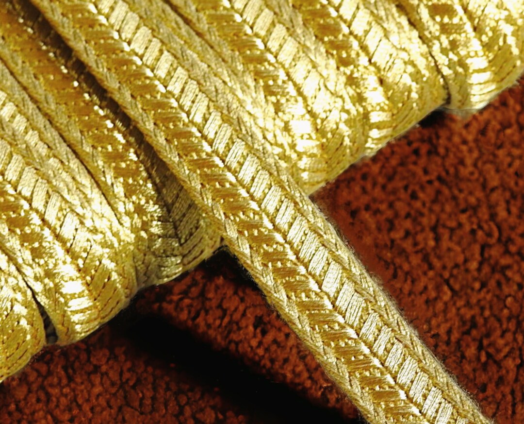 10mm Gold Ribbon Braid, Gold Metallic Thread Braid, Gold Embroidery ...