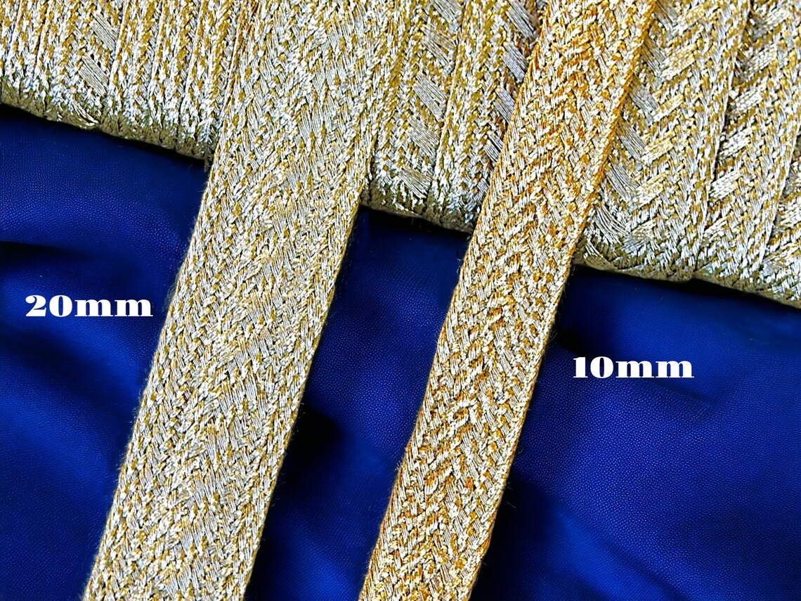 Matte Gold Ribbon Braid 10mm | 20mm, Gold Metallic Thread Braid ...