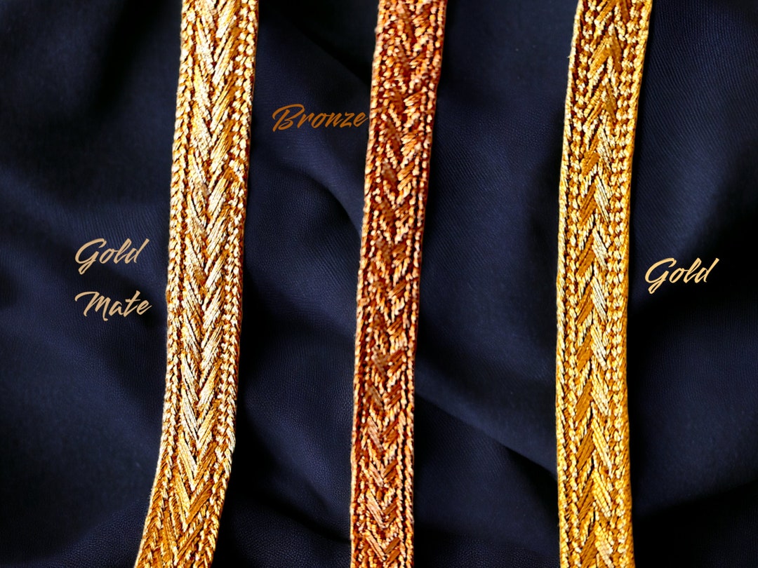 10mm Matte Gold/bronze/gold Metallic Braid Ribbon Trim, Woven ...