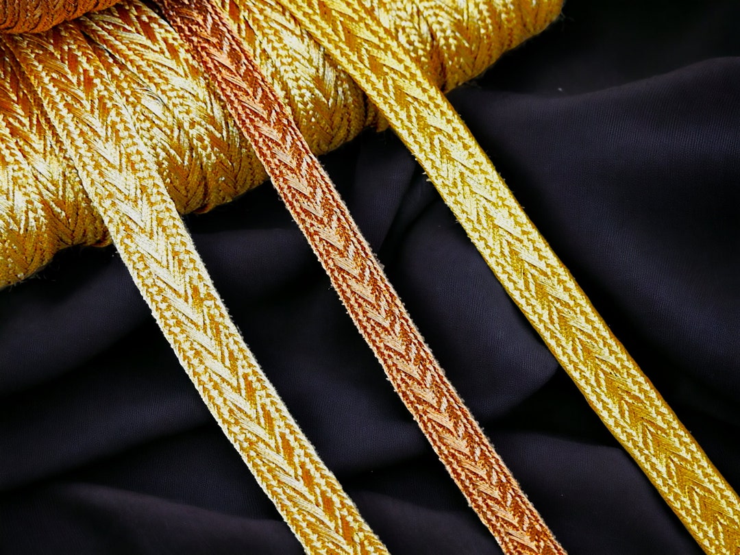 10mm Matte Gold/bronze/gold Metallic Braid Ribbon Trim, Woven ...