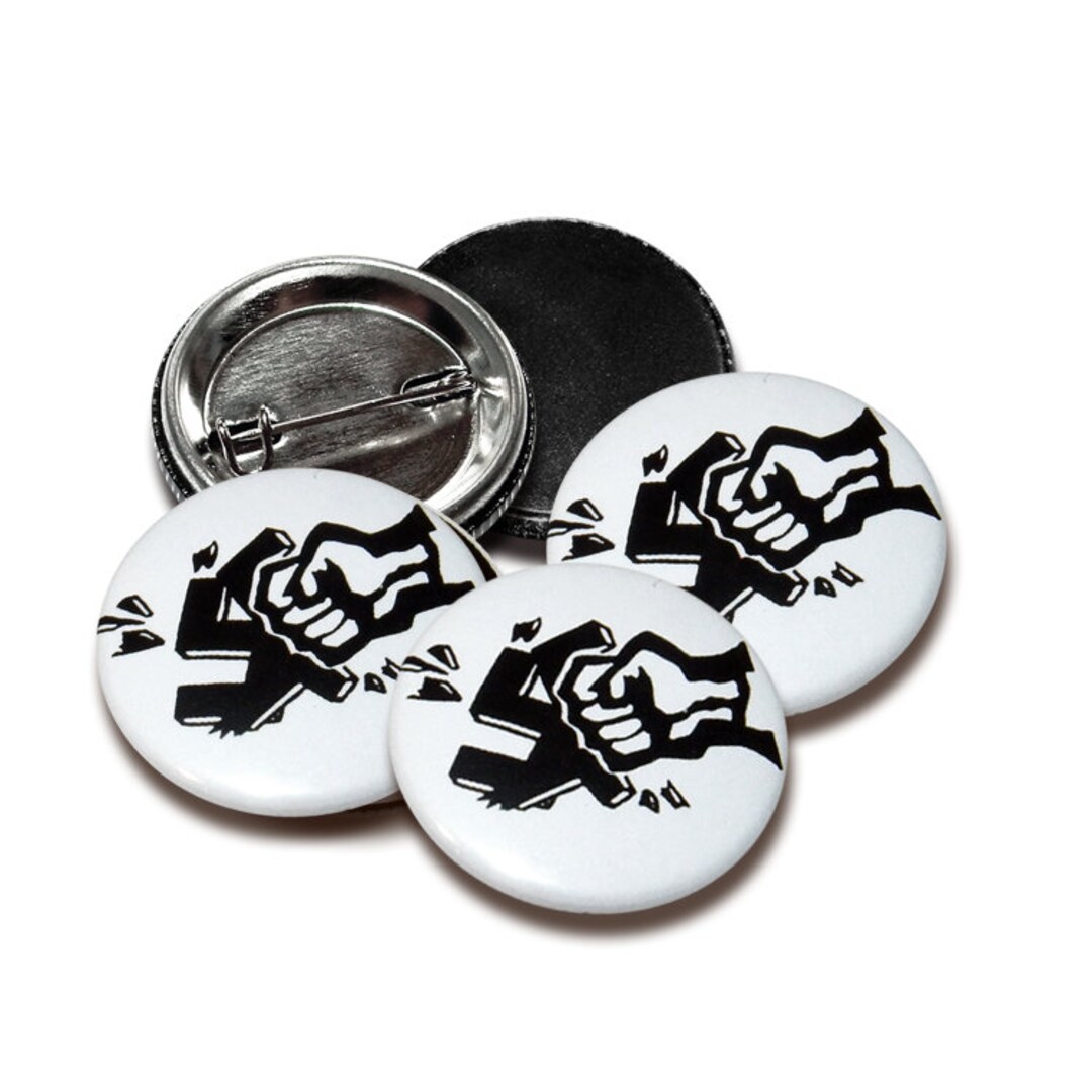 Against Nazis Button Set, White, 25 Mm 1 Inch With Pin / Magnet, Pin ...