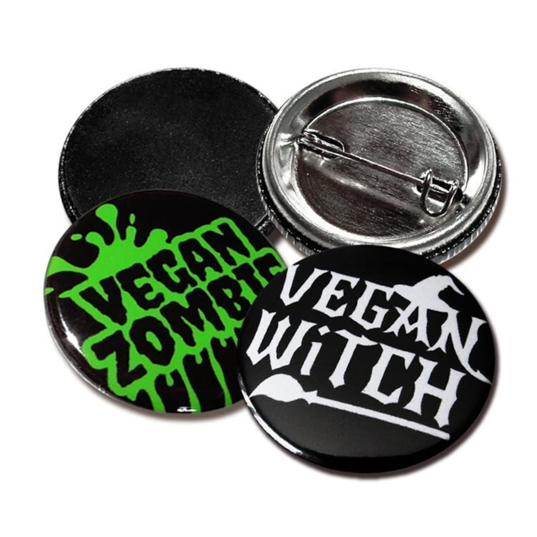 Vegan Witch / Zombie Button 25mm mit Anstecknadel / Magnet, Anstecker ...
