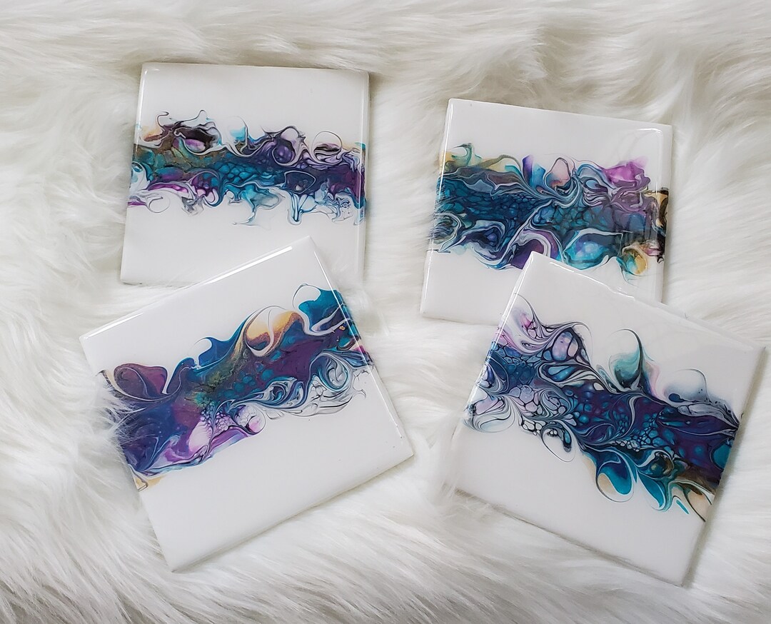 Acrylic Swipe-resin Tile Coasters - Etsy