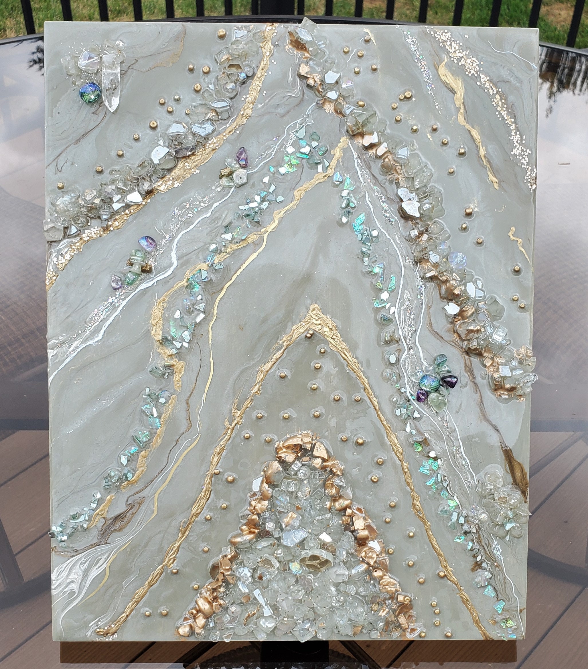 Simply Sage Resin Art, Geode Style, Lux Decor, Wall Art - Etsy
