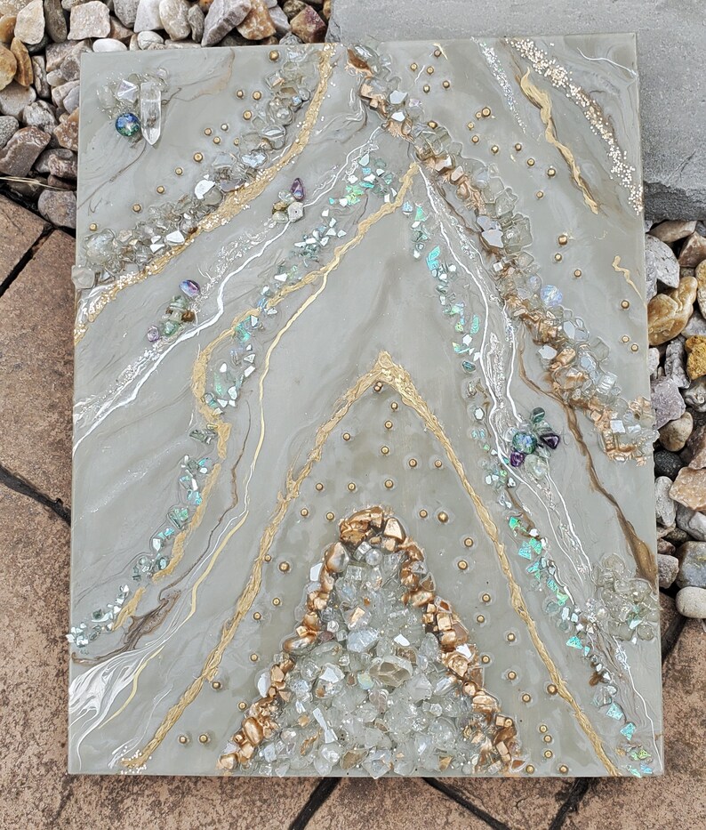 Simply Sage Resin Art, Geode Style, Lux Decor, Wall Art - Etsy