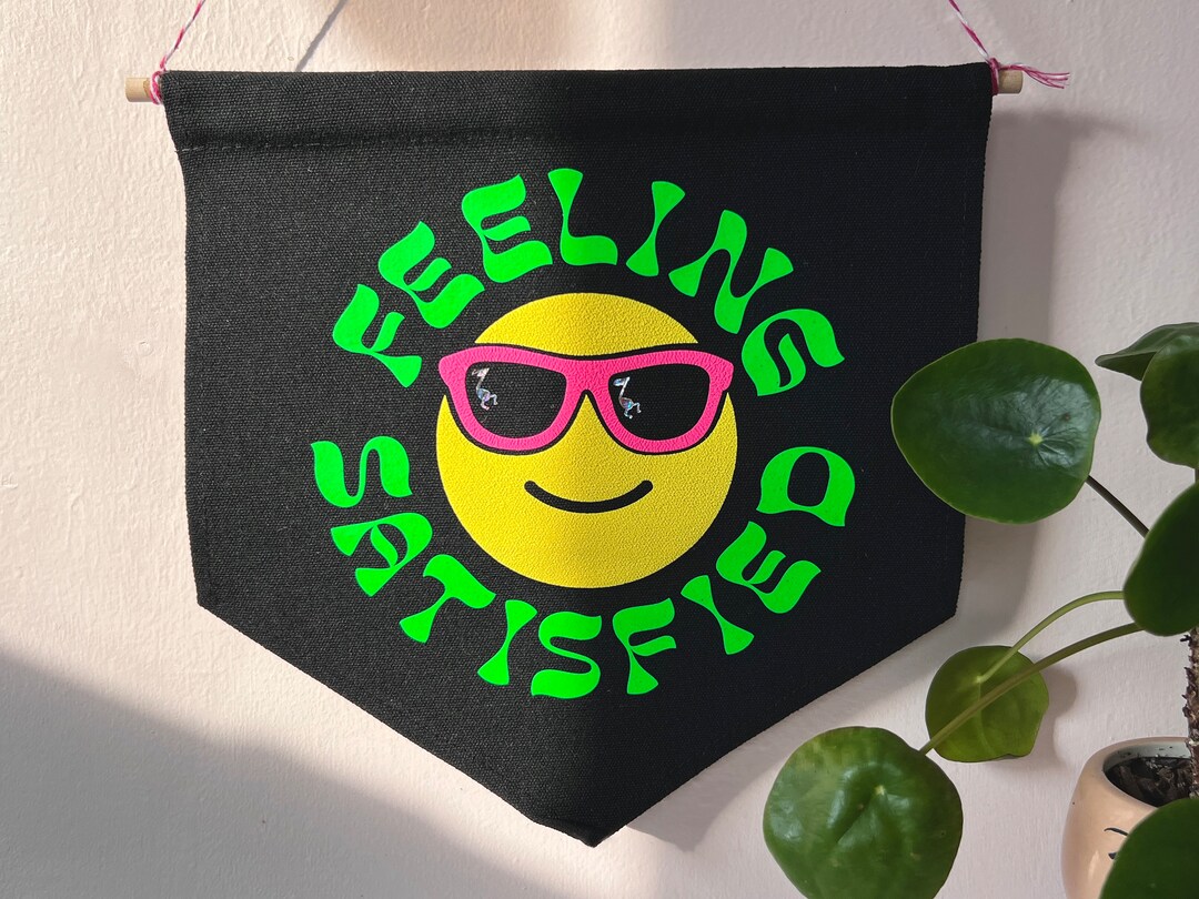 Neon Feeling Satisfied Smiley Face Banner Widespread Panic Inspired ...