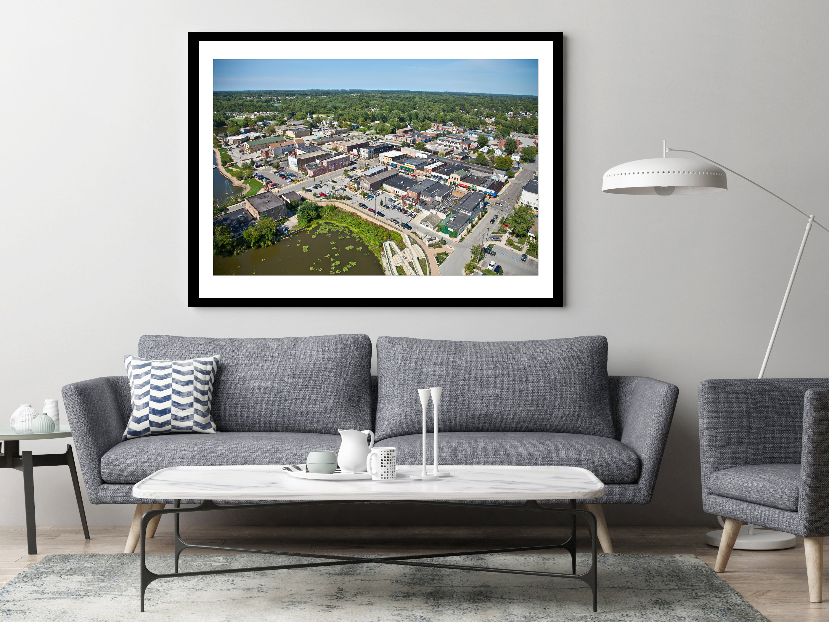Aerial of Downtown Hobart, Indiana - Framed Photo, Ready-to-hang - Etsy