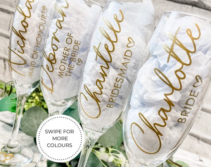 Personalized Champagne Glasses for Bridesmaids, Wedding Champagne ...