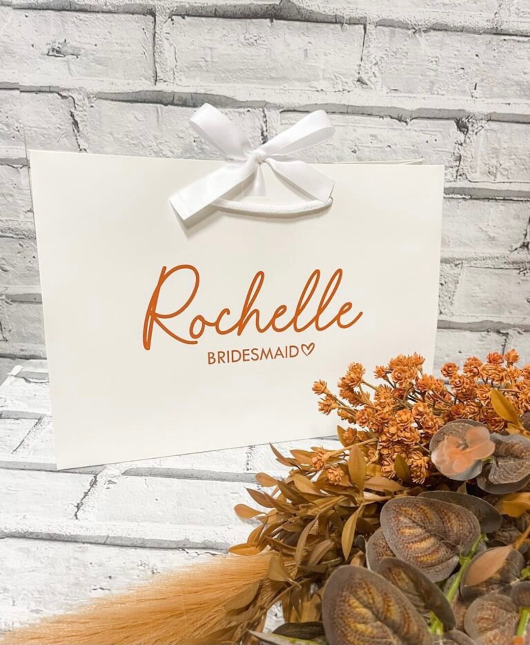 Bridesmaid Wedding Luxury Ribbon Gift Bags, White, Personalised Maid of ...
