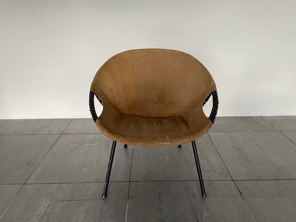 Mid-century Modern Suede Leather Balloon Lounge Chair by Hans Olsen ...