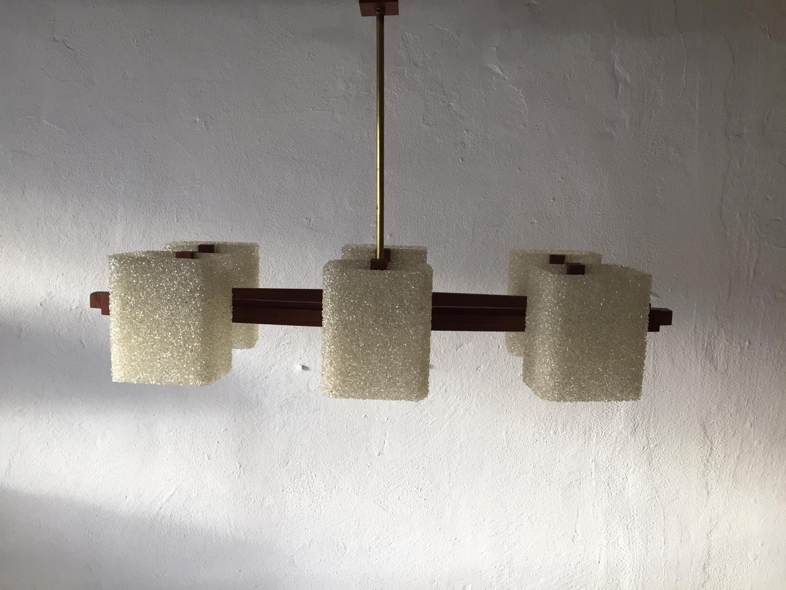 Danish Modern Teak & 6 Resin Shades Chandelier - 1960s Scandinavia - Etsy