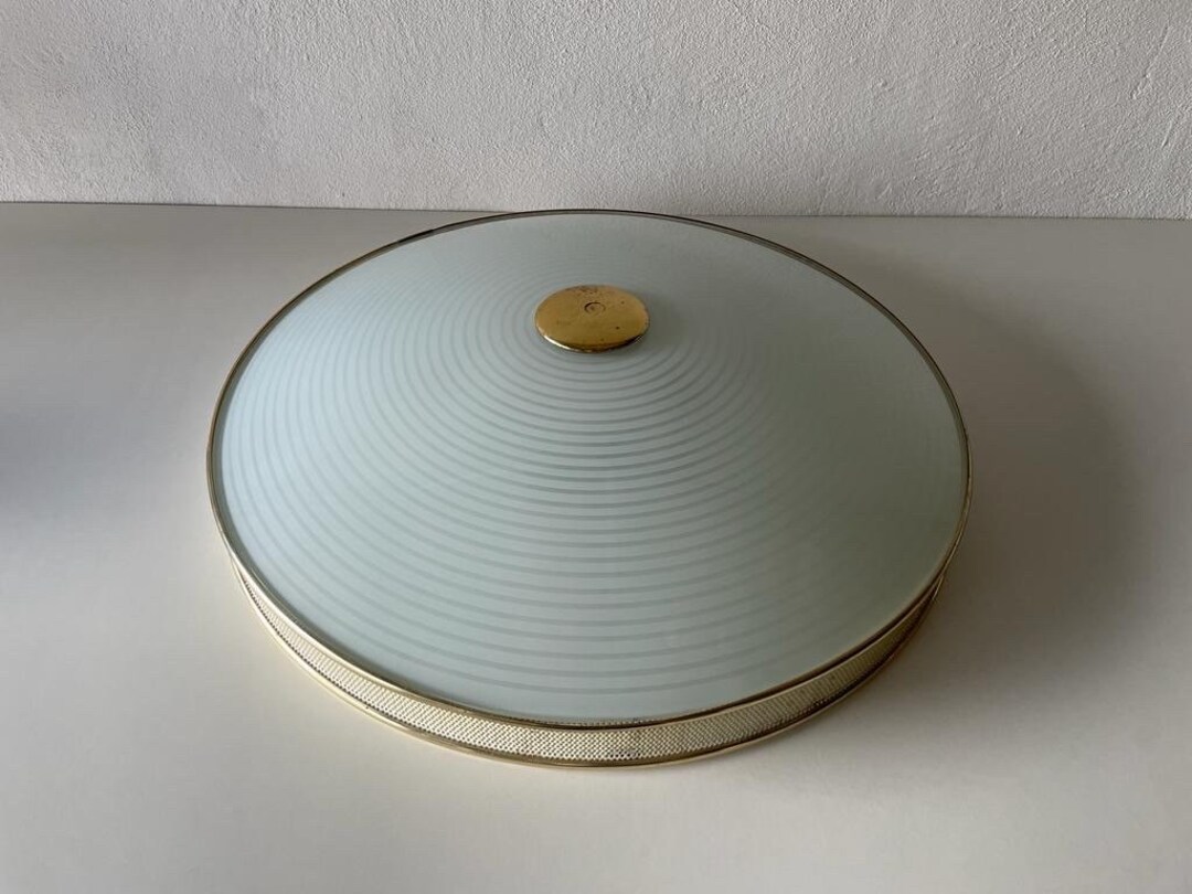 Mid Century Modern Ufo Design Glass and Metal XL Flush Mount Ceiling ...