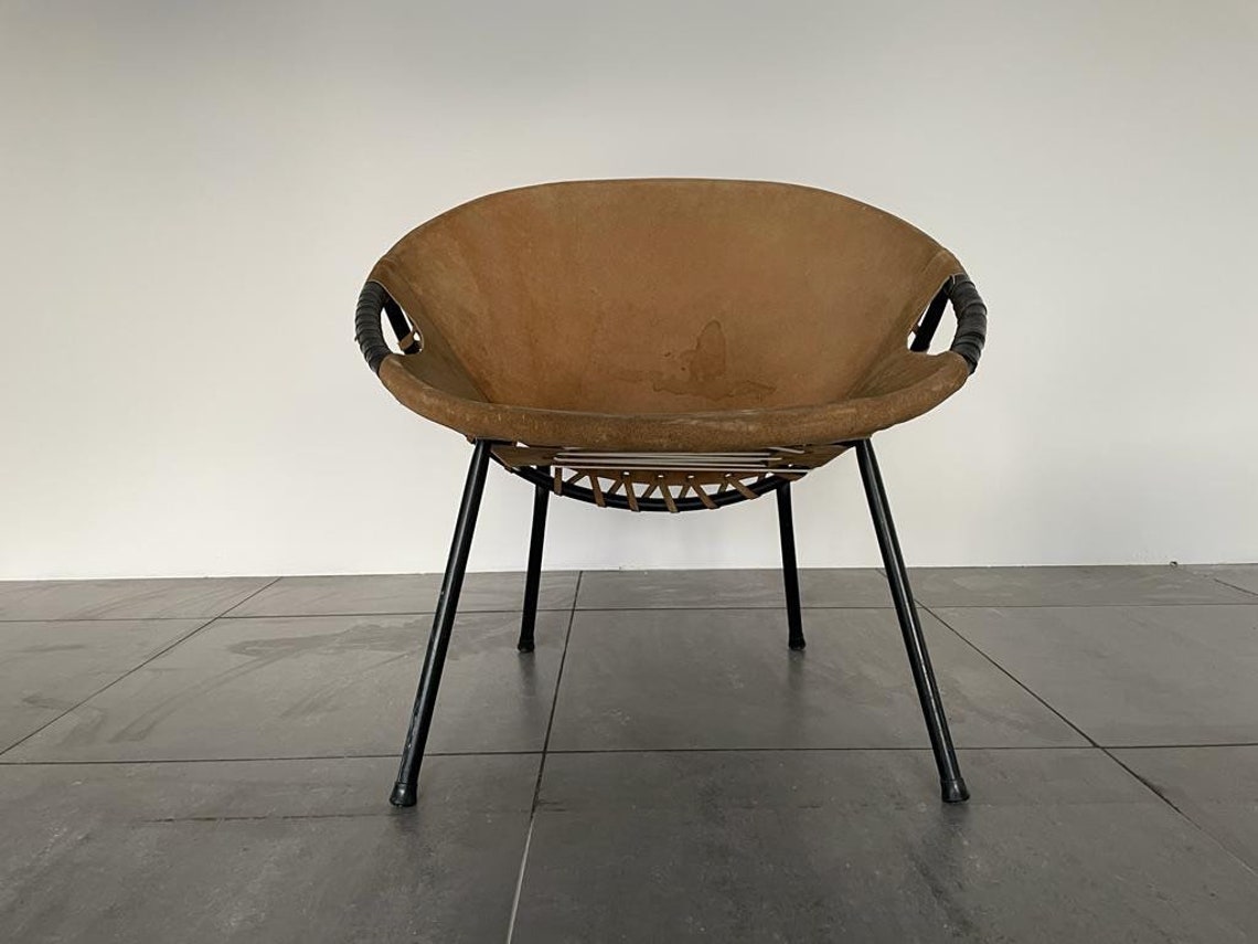 Mid-century Modern Suede Leather Balloon Lounge Chair by Hans Olsen ...