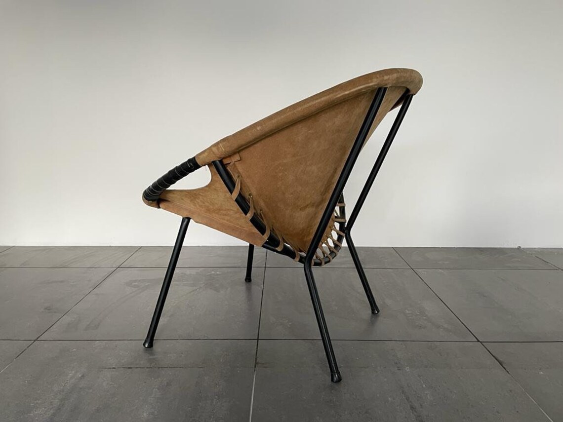 Mid-century Modern Suede Leather Balloon Lounge Chair by Hans Olsen ...