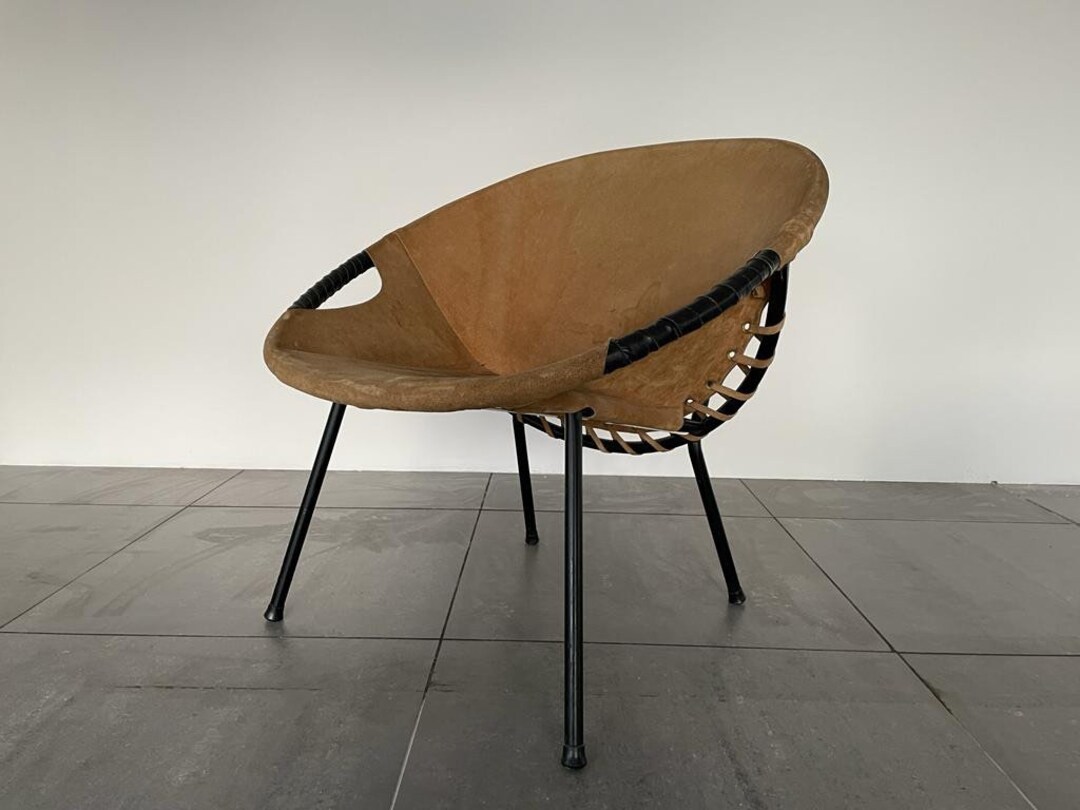 Mid-century Modern Suede Leather Balloon Lounge Chair by Hans Olsen ...
