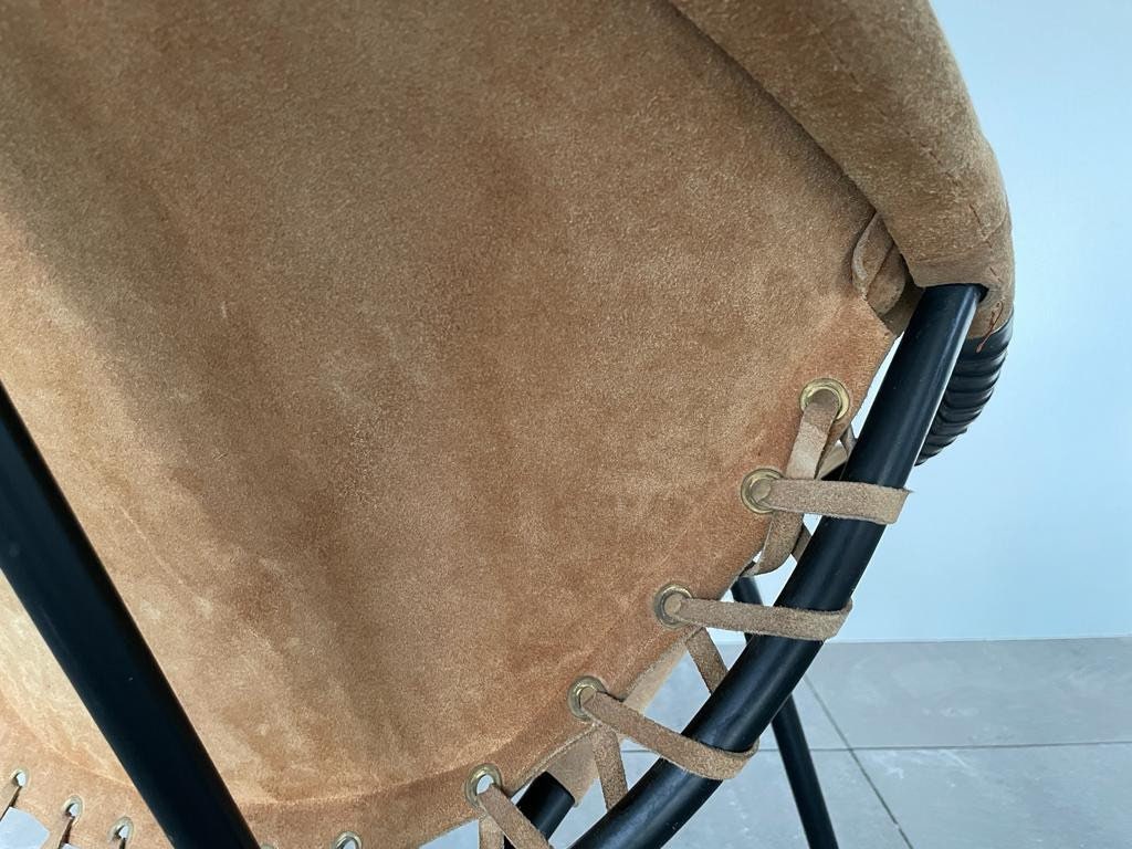 Mid-century Modern Suede Leather Balloon Lounge Chair by Hans Olsen ...