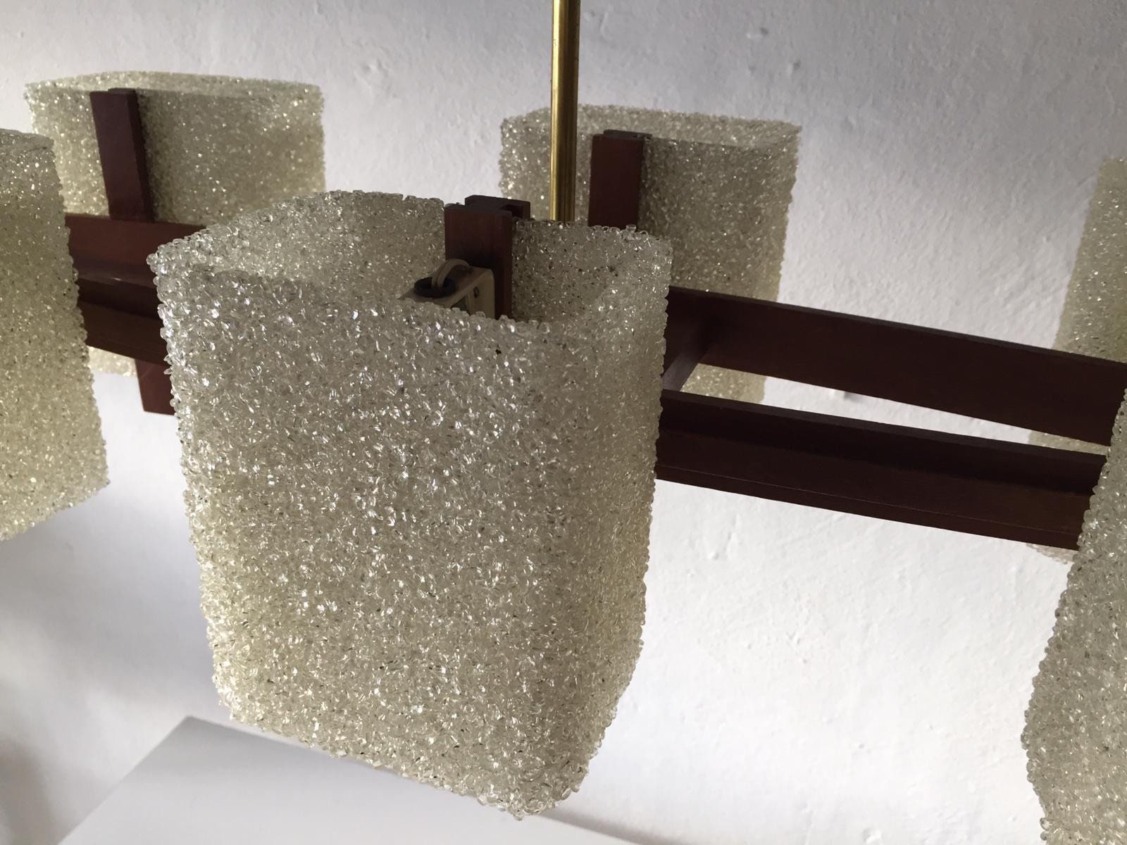 Danish Modern Teak & 6 Resin Shades Chandelier - 1960s Scandinavia - Etsy