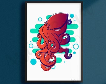 Octopus Print, Digital Download Printable Wall Art - Etsy