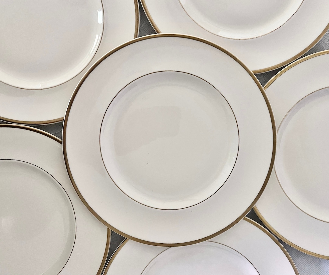 12 Royal Doulton Heather Dinner Plates/vintage Ivory Bone China W/ Gold ...