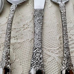 54-pc. Mid-century Stainless Steel Embossed Floral Flatware Set Made in ...