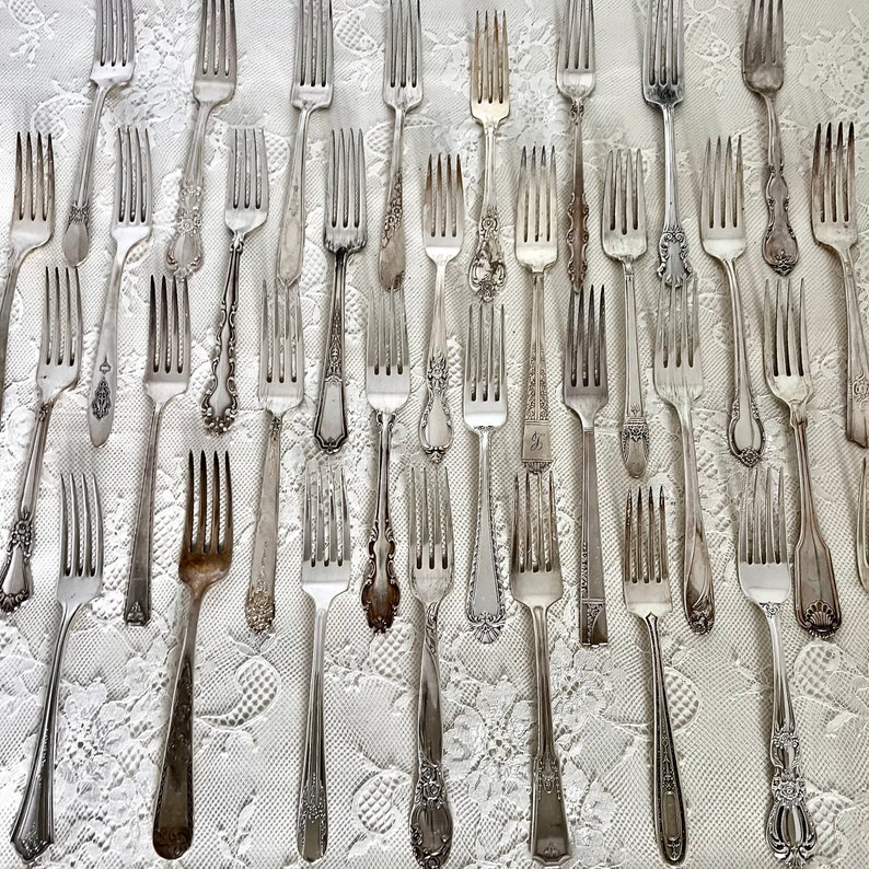 Mismatched Silverplate Dinner Forks for Crafts/vintage & Antique/craft ...