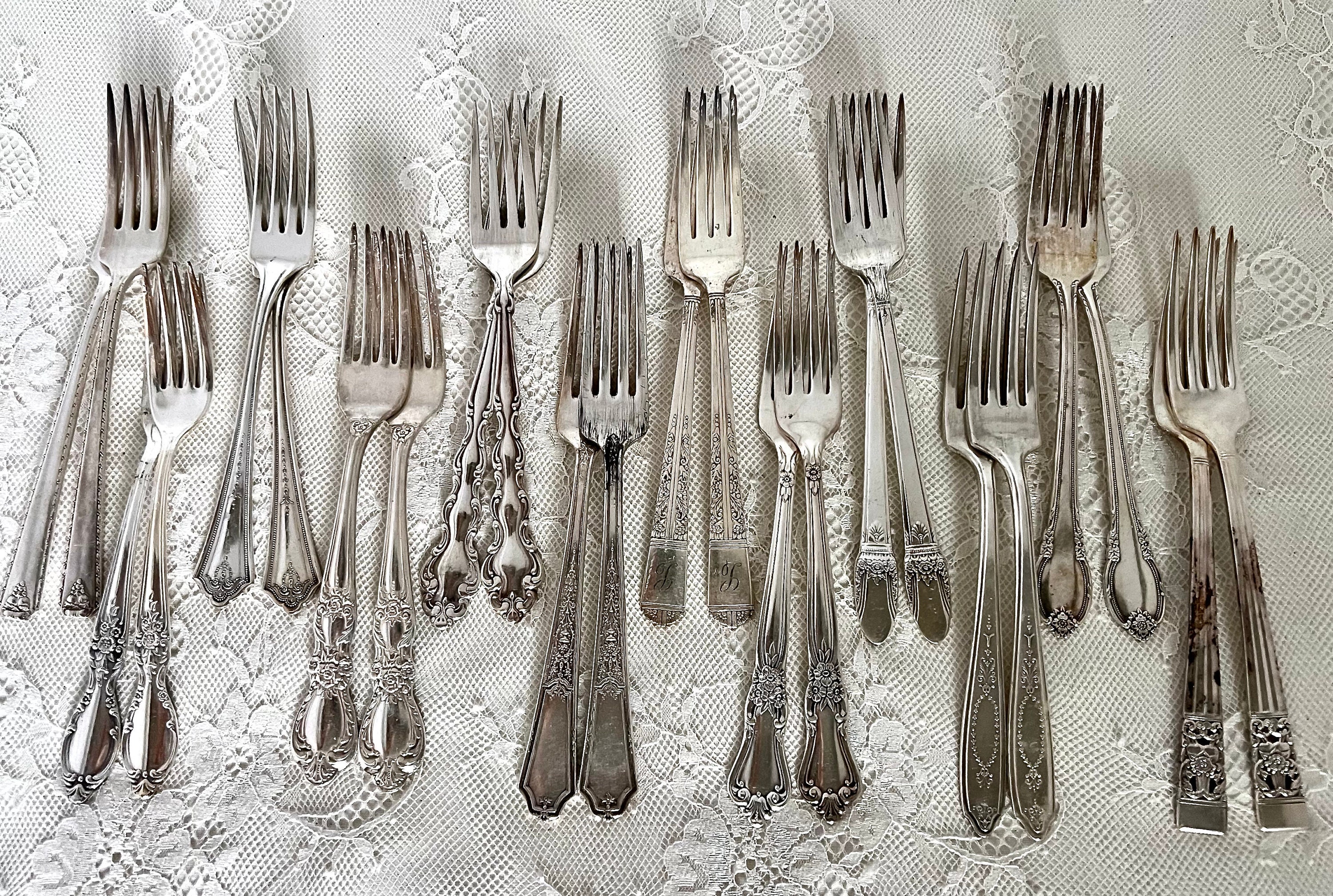 Mismatched Silverplate Dinner Forks for Crafts/vintage & Antique/craft ...