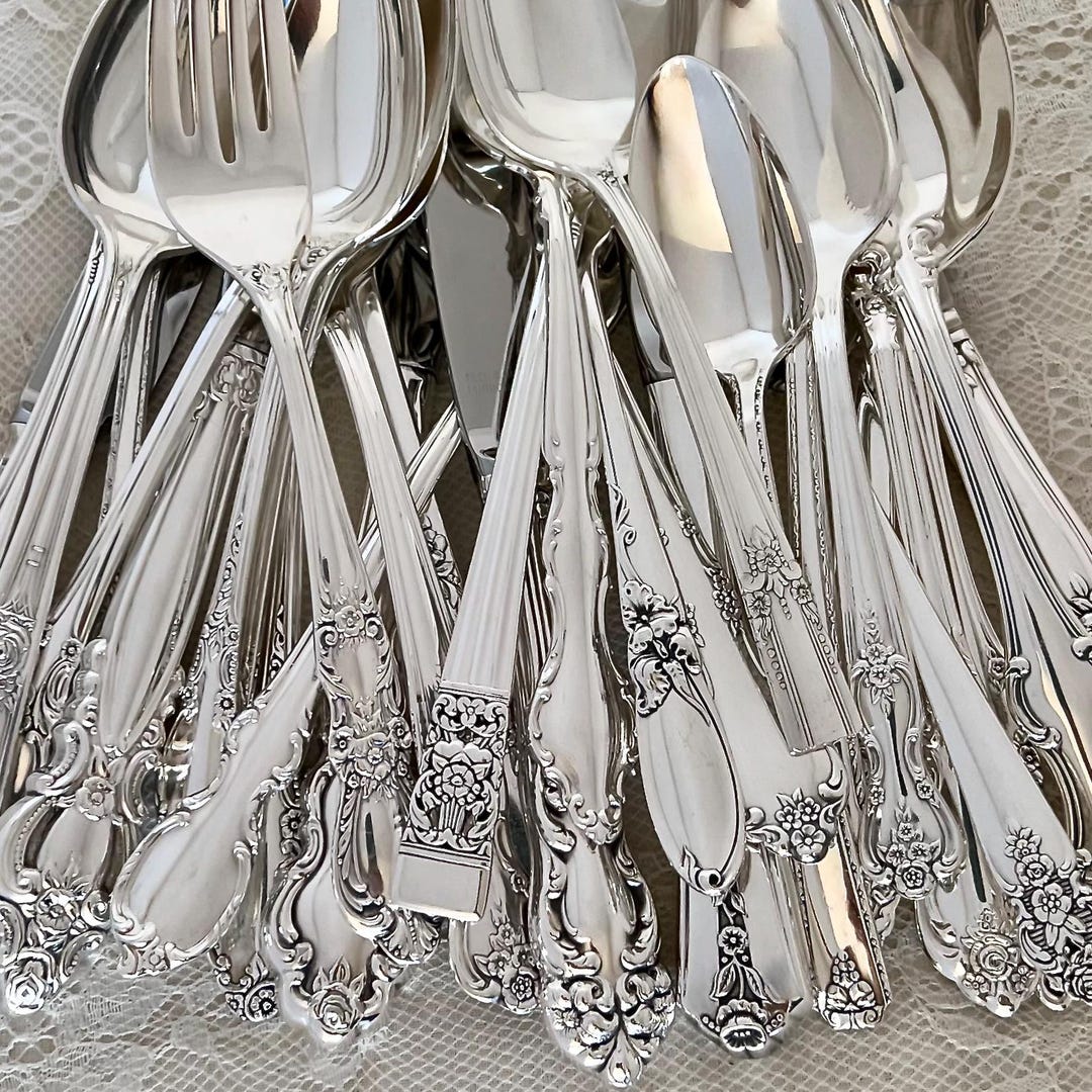 Mismatched Silverplate 5-pc.place Settings/vintage & Antique Flatware ...