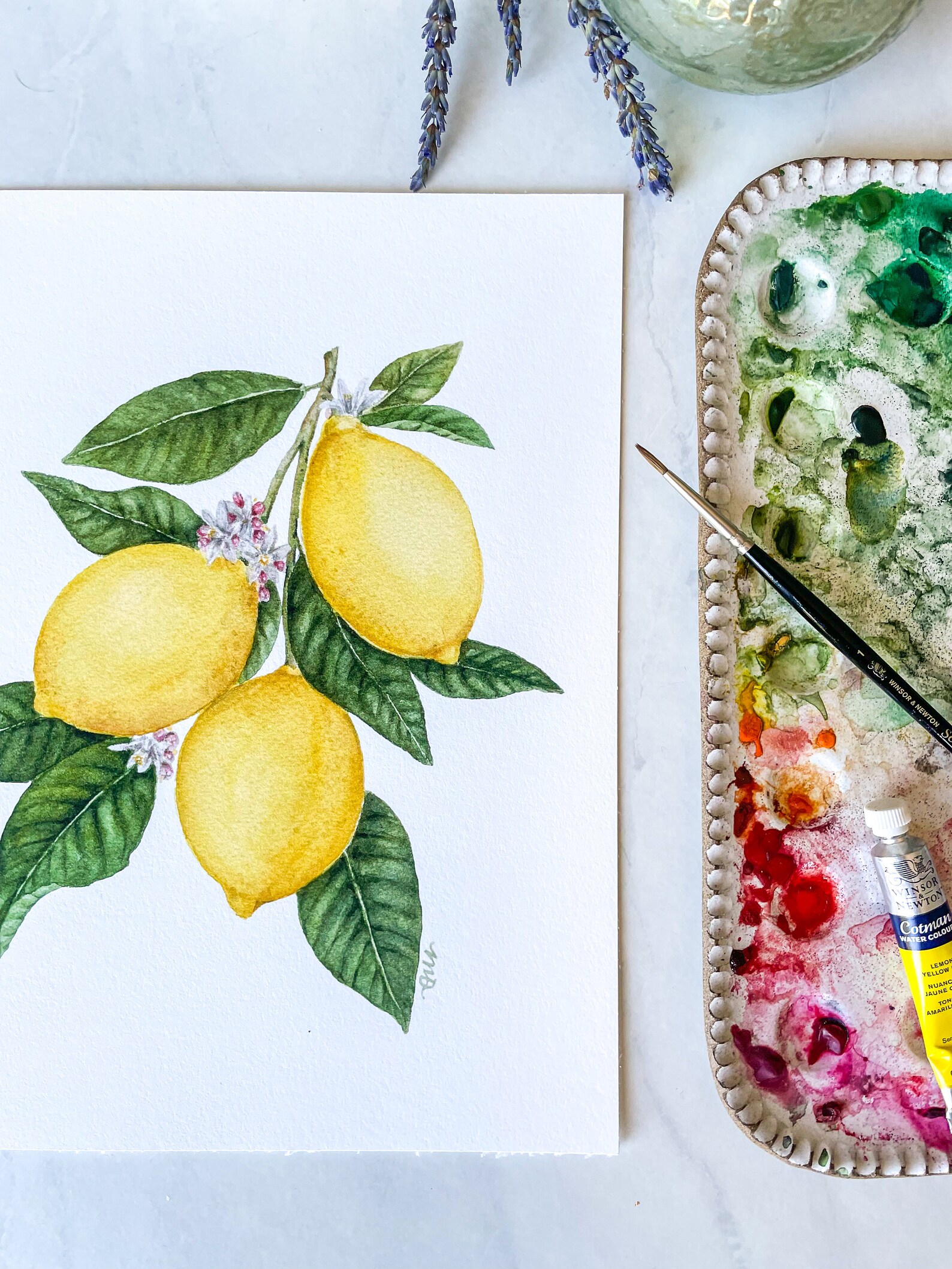 Blossoming Lemon Trio, WATERCOLOR Print, Home Decor, Handmade ...