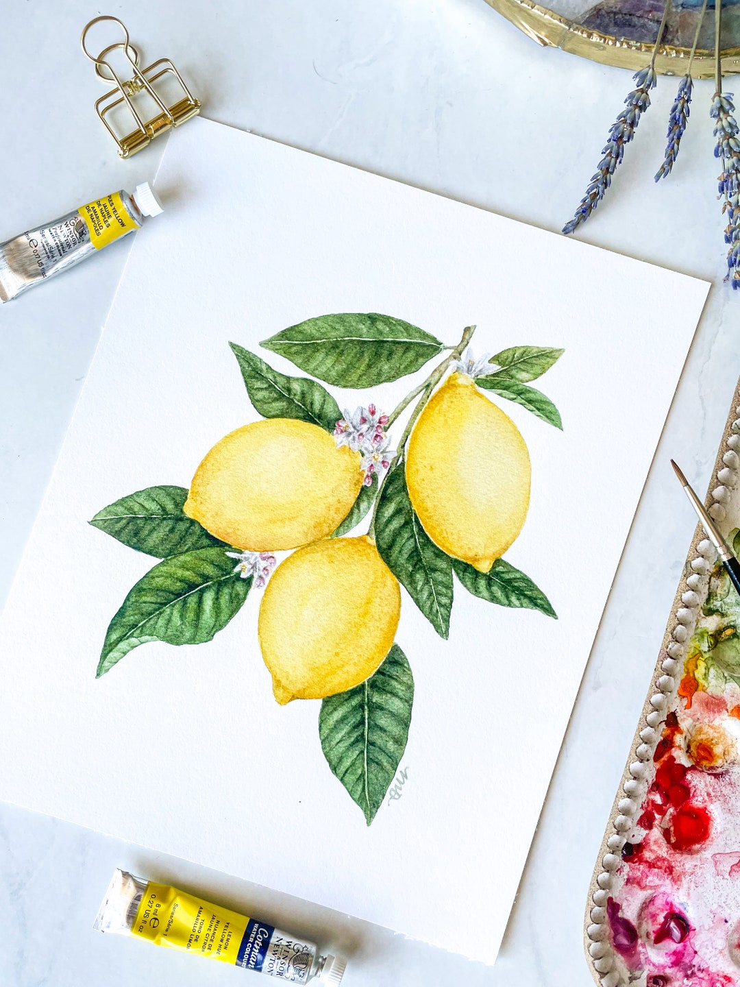 Blossoming Lemon Trio, WATERCOLOR Print, Home Decor, Handmade ...