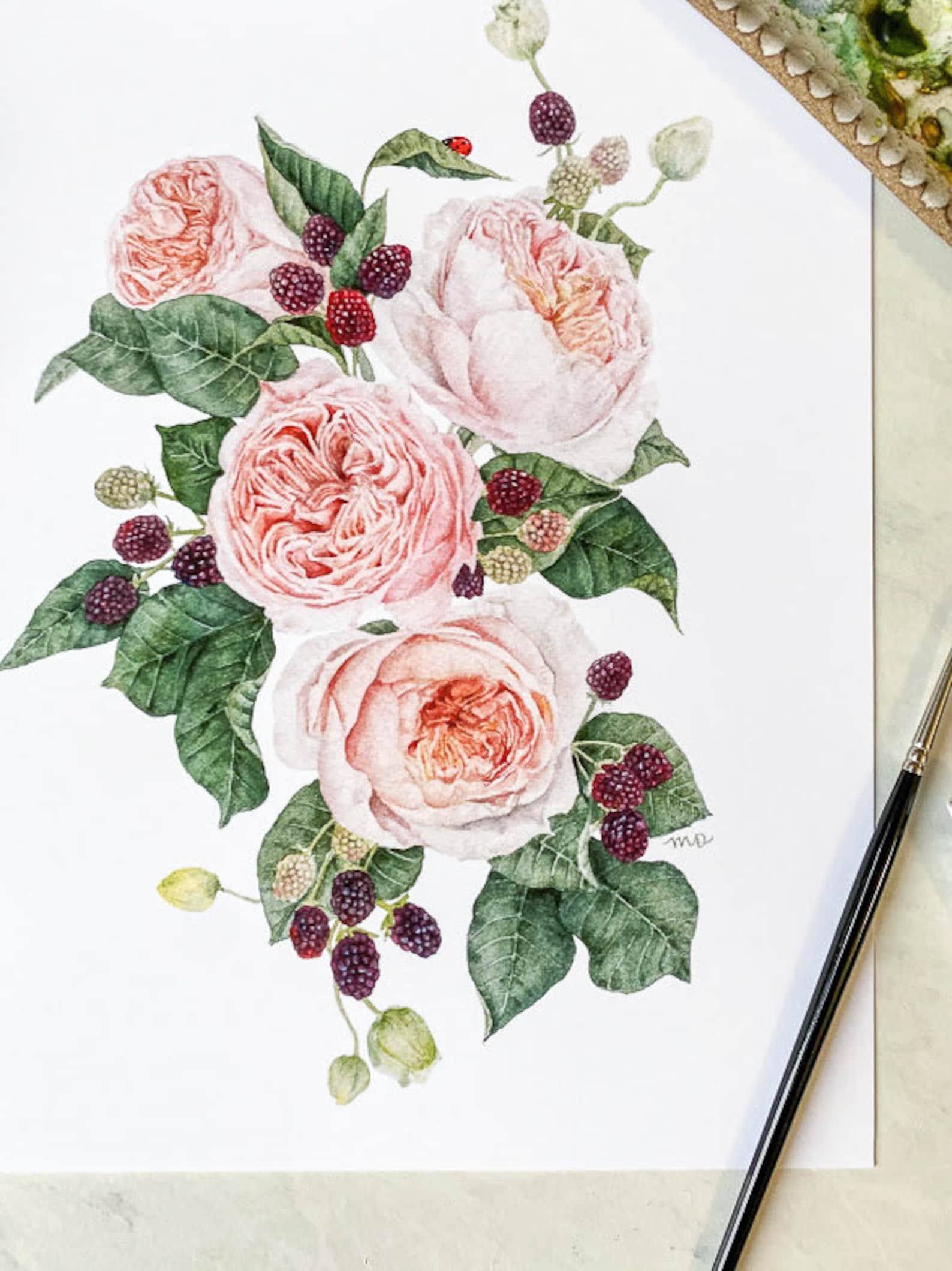 Sweet Juliet, Juliet Rose Print, WATERCOLOR, Home Decor, Botanical ...