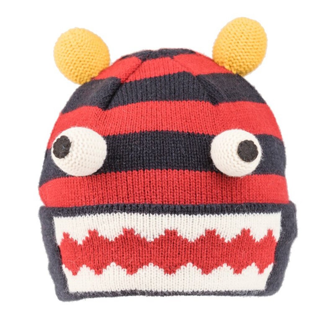 Kids Knit Knitted Monster Novelty Hat Red Monster Christmas Gift ...
