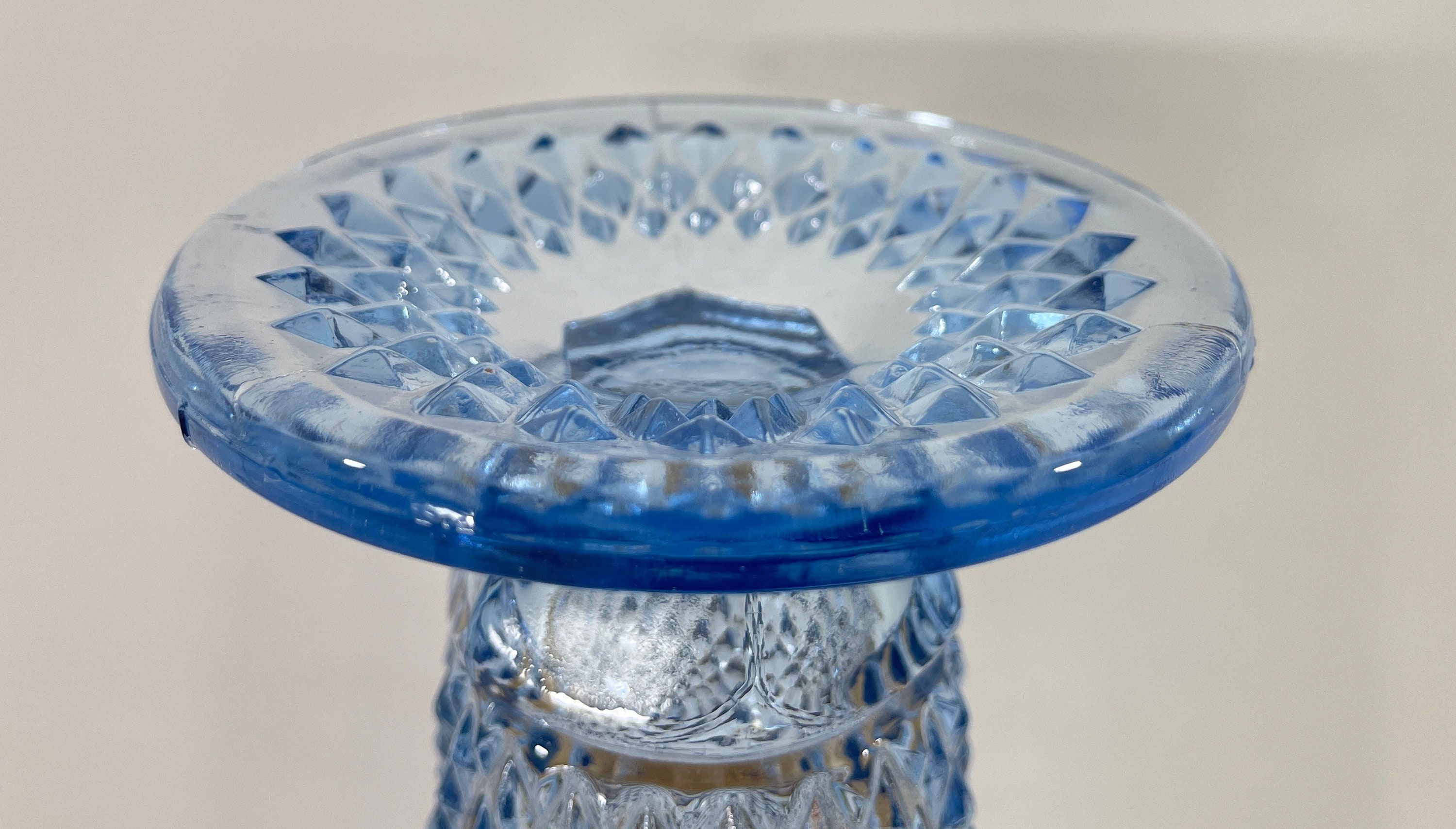 Regal Blue Glass Diamond Point 8 Flower Vase Ice Blue Glass Vase - Etsy
