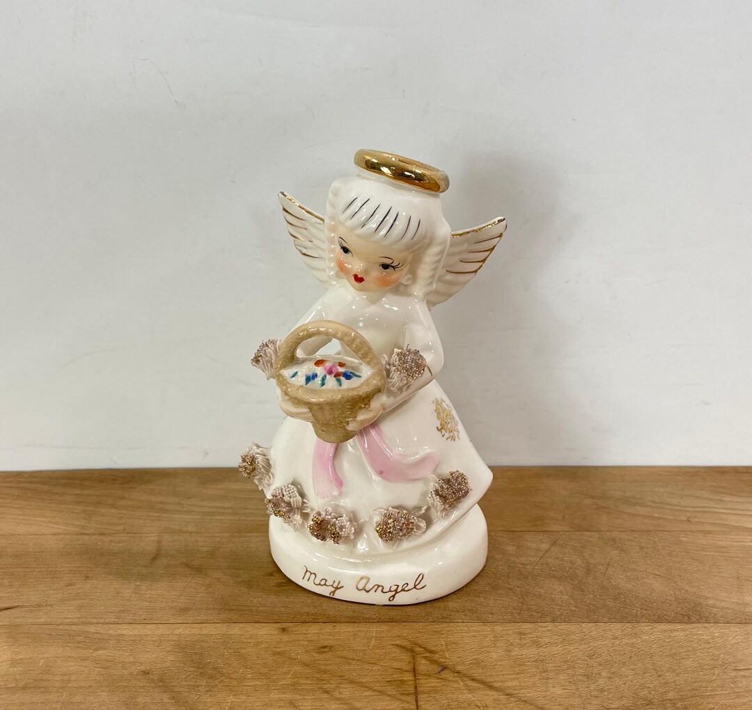 May Birthday Angel of the Month With Basket of Painted Flowers - Etsy