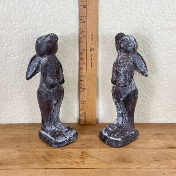 Cast Iron Rabbit Bookends - Etsy