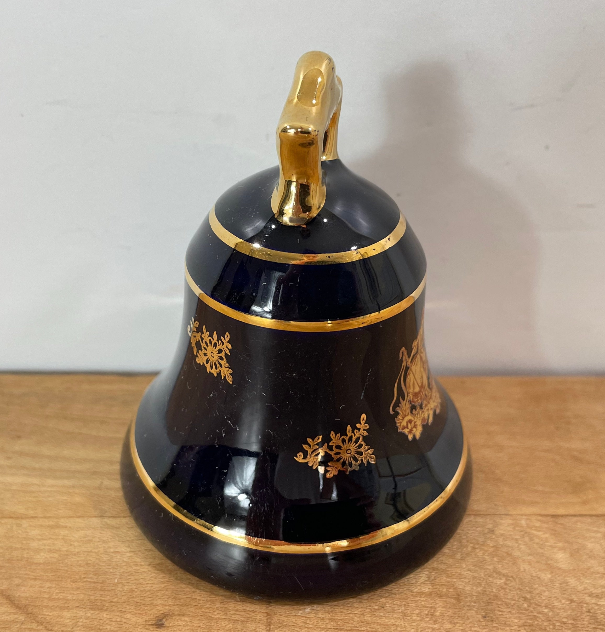 Ceramic/porcelain Bell by Limoges Castel, Made in France, Dark Blue and ...