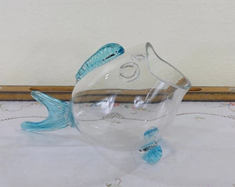 Vintage Blenko Style Clear Glass Fish Bowl-free Shipping - Etsy