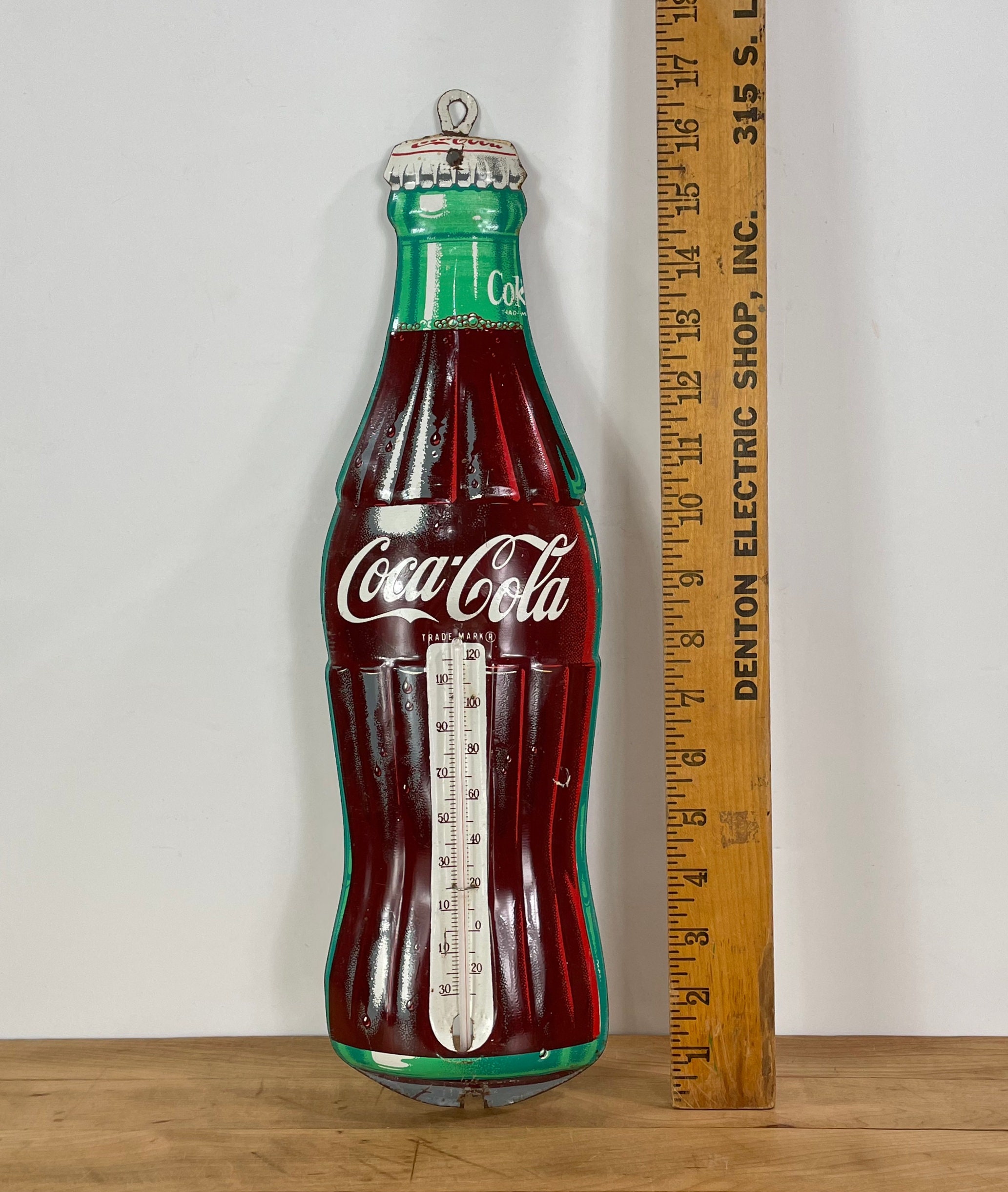 Metal Coca-cola Coke Bottle Shaped Sign and Thermometer by Donasco ...