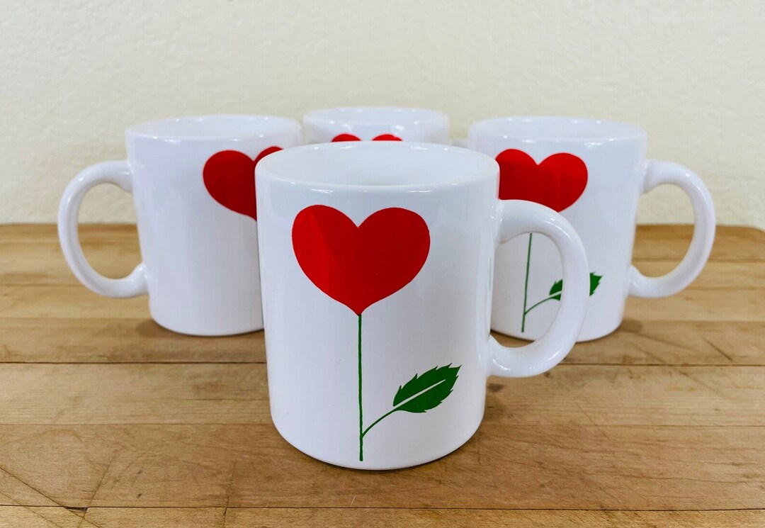 Ceramic Heart Coffee Mugs by Waechtersbach Spain, White Porcelain Heart ...