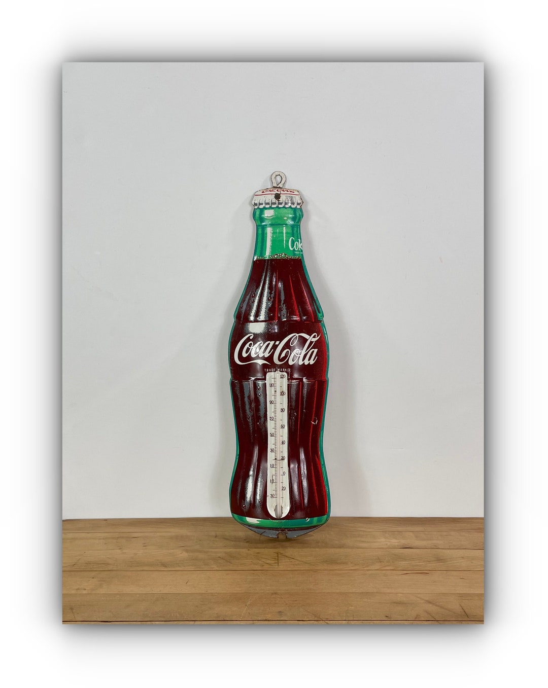 Metal Coca-cola Coke Bottle Shaped Sign and Thermometer by Donasco ...