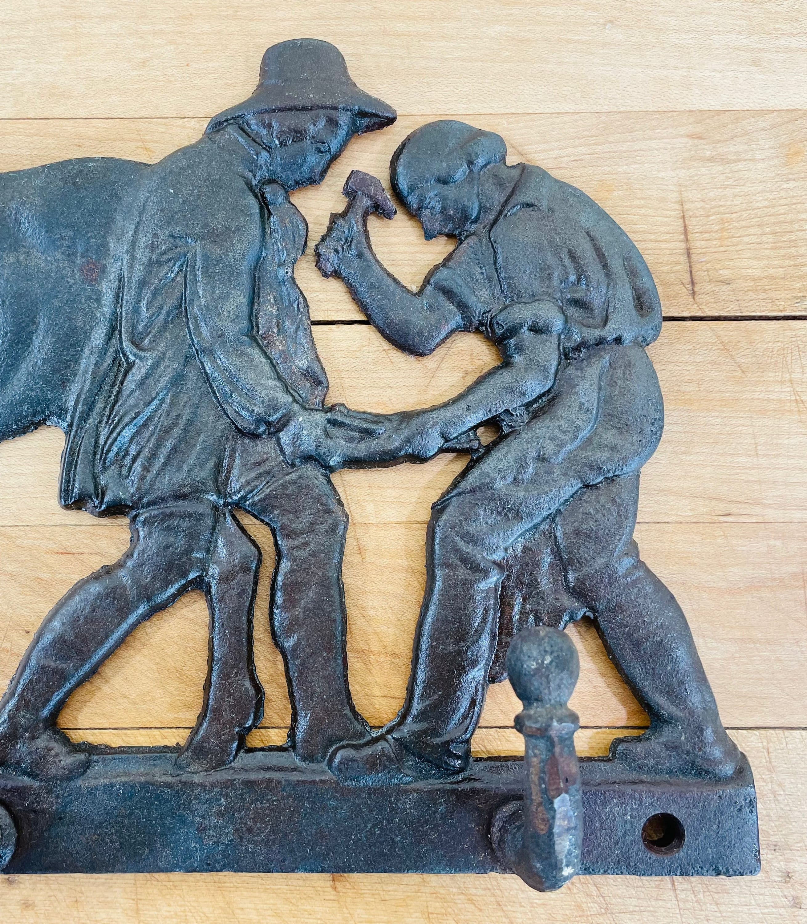 Black Cast Iron Horse and 2 Farriers/blacksmiths Coat Rack - Etsy