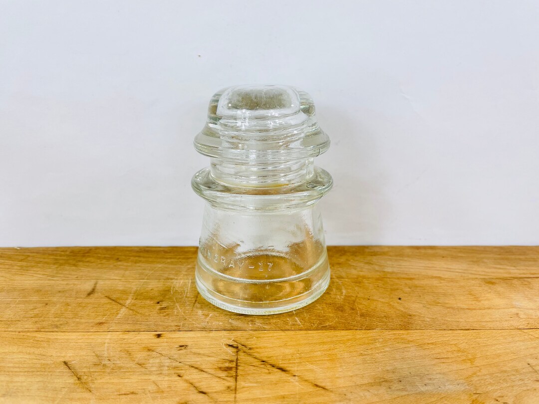Vintage Hemingray 17 Clear Uncolored Glass Insulator With Corrugated ...