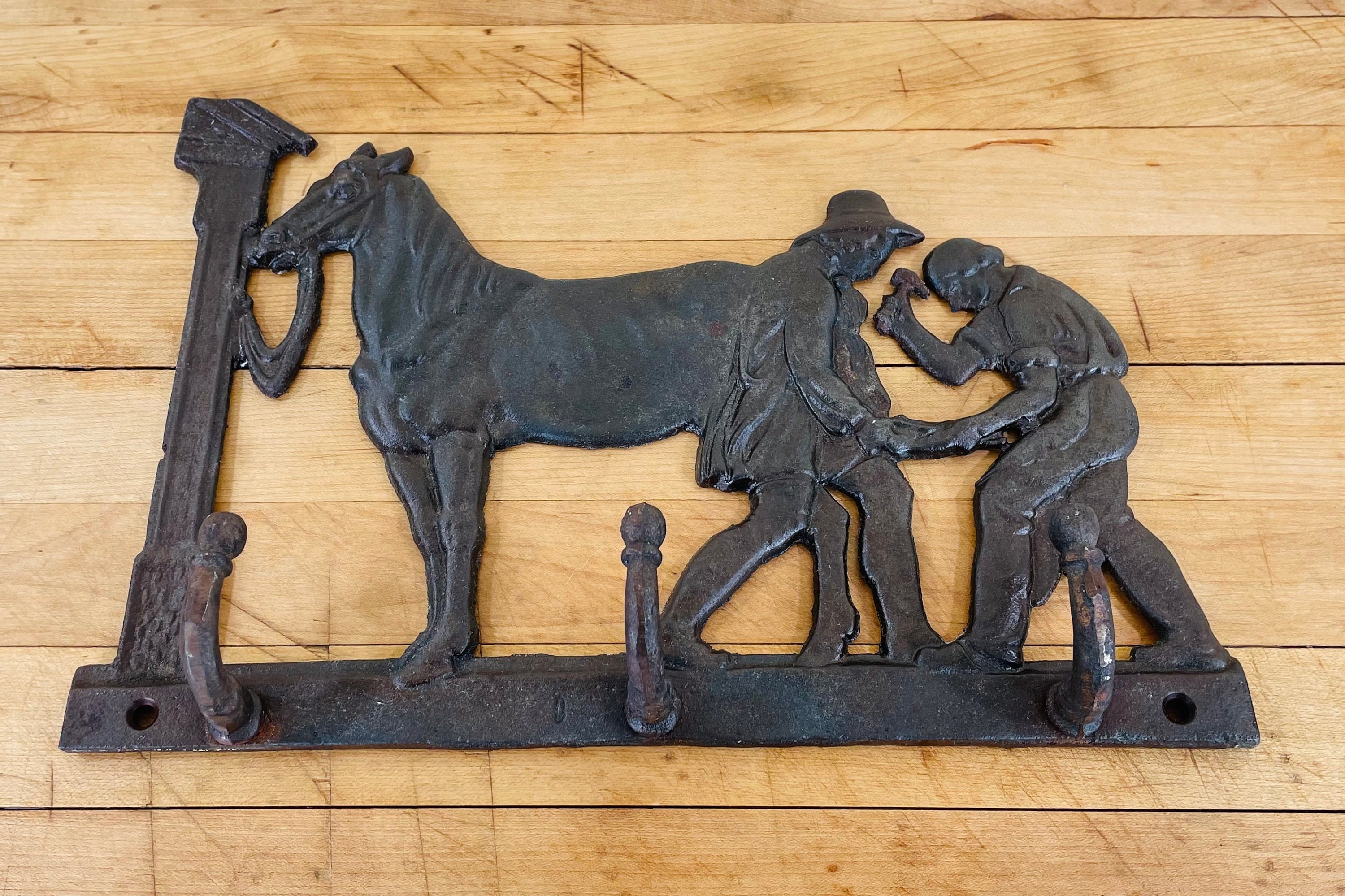 Black Cast Iron Horse and 2 Farriers/blacksmiths Coat Rack - Etsy