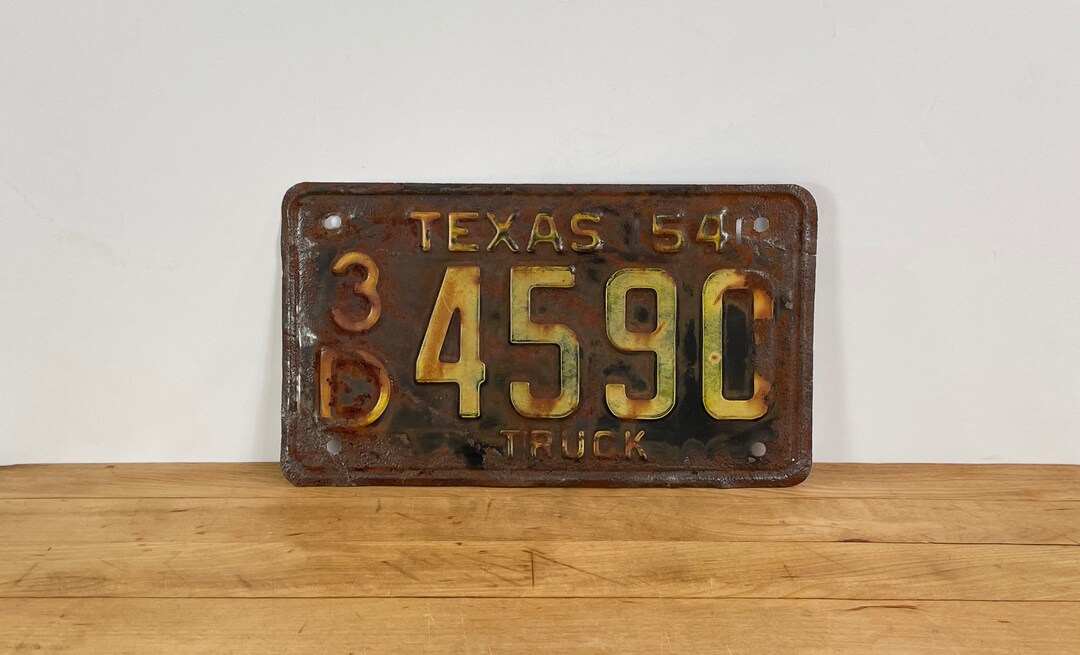 1954 Black and Yellow Texas Truck License Plate - Etsy